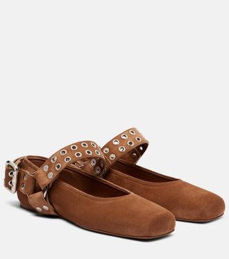 Alaia Alaïa Mary-Jane-Ballerinas Biker aus Veloursleder