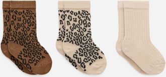 Arket Gerippte Socken 3er-Pack -Beige