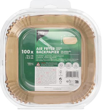 Papstar 100 Backpapiere 16 cm x 16 cm x 4,5 cm braun für Heißluftfritteusen