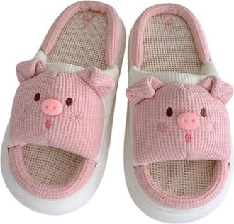 UPKOCH Pantoufles Femme Intérieur Doux et Respirant Semelle Épaisse Confortable Lin Souliers Maison Légers et Adaptés Usage Quotidien Intérieur