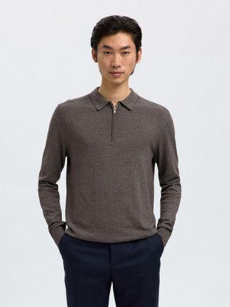 Selected Polokragenpullover SLHBERG LS HALF ZIP POLO NOOS