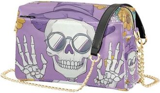 Mnsruu Sacs à bandoulière pour femme, sac à main tendance en cuir avec tête de mort et fleur