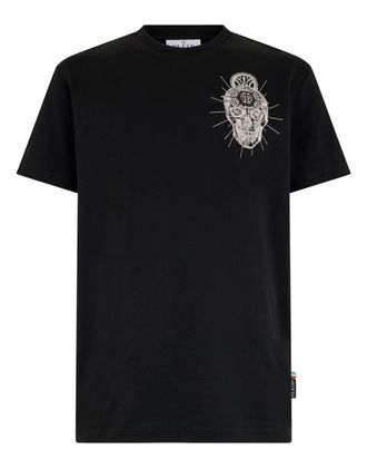 Philipp Plein Round Neck T-Shirt Chest Embroidery Skull