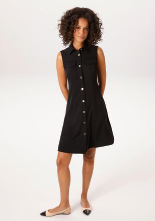 Aniston Sommerkleid ANISTON CASUAL, Damen, Gr. 44, N-Gr, schwarz, Twill, Obermaterial: 98% Polyester, 2% Elasthan, unifarben, figurumspielend kniefrei, Kleide