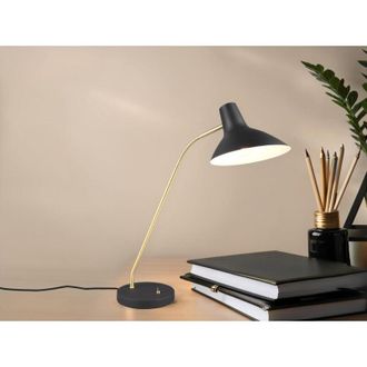 Trio Retro Schreibtischleuchte traveller Schwarz-Gold mit Flexarm, Höhe 54cm