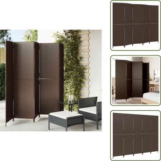 vidaXL Paravent 5-tlg. Braun Poly Rattan - Raumteiler - Paravent - Holzoptik - Wohnraumgestaltung - Gartenm&ouml;bel