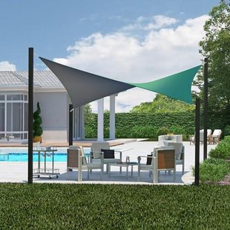 Coolaroo Dualshade Irisierendes Outdoor-Sonnensegel mit 95% UV-Schutz und Montageset f&uuml;r Terrasse, Garten, Pool und Hinterhof, 365,8 x 365,8 cm, quadratisch, F