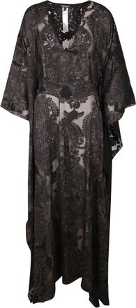 Roberto Cavalli Femme, Maillots de bain, Noir, Taille: 40 FR Kaftan en soie transparente