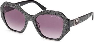 Guess Lunettes de soleil avec verres bleus d&eacute;grad&eacute;s de Guess By Marciano, 01b - Noir brillant - Fum&eacute; d&eacute;grad&eacute;, 140 mm