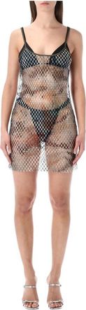 Diesel Femme, Maillots de bain, Gris, Taille: 36 FR Kasy Mesh Mini Dress