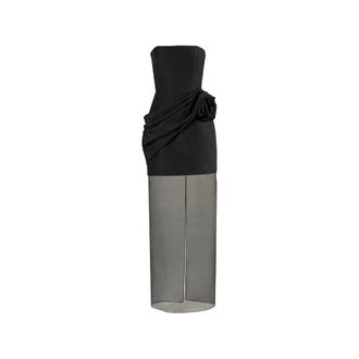 Carolina Herrera Strapless Gown With Sheer Organza Skirt