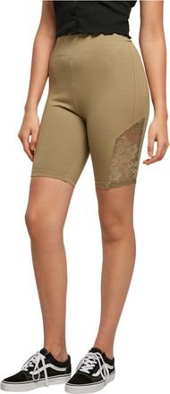 Urban Classics Damen Radlerhose Ladies High Waist Lace Inset Cycle Shorts, Farbe Khaki, Größe 3XL