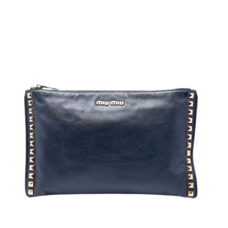 Miu Miu Pre-owned Sac bandouli&egrave;re clout&eacute; en cuir - Femme - Pre-owned - Bleu - Taille: ONE Size