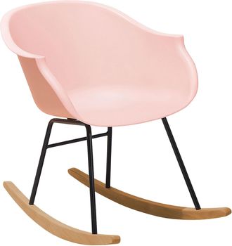 Beliani Retro Schaukelstuhl aus Kunststoff in Rosa mit robustem Holzkufen Harmony