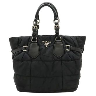 Prada Pre-owned Sac fourre-tout en nylon et cuir - Femme - Pre-owned - Noir - Taille: ONE Size