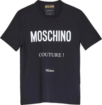 Moschino Homme, Tops, Noir, Taille: S Label Stretch T-Shirt