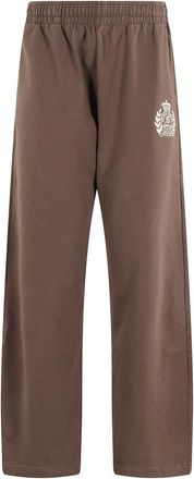 Sporty & Rich Femme, Pantalons, Brun, Taille: 40 FR NY Crest Embroidered Wide Sweatpant
