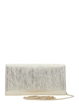 Jimmy Choo London Womens Clutch Pouch Emmie Metallic Leather-Blend Lamb Bags