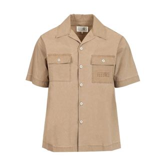 Maison Margiela Besticktes Kurz&auml;rmeliges Hemd mit numerischem Logo - - Shirts - Herren - Beige - XL