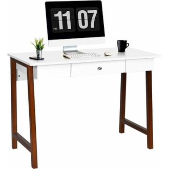 Costway Costway - Bureau Informatique 103 x 50 x 76,5CM Table en Bois avec Grand Plan de Travail, Tiroir Charge 54KG Moderne