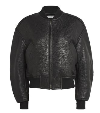 Alexander Wang Lambskin Cropped Bomber Jacket Size XS