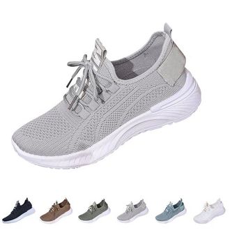Generic Chaussures de course d&eacute;contract&eacute;es &agrave; enfiler pour femme - En maille respirante - Antid&eacute;rapantes - L&eacute;g&egrave;res - Pour le fitness, le tennis, le sport, gris