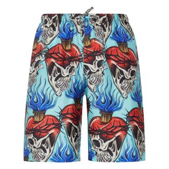 Philipp Plein Silk Shorts Love Tattoo - - Shorts - Herren - Mehrfarbig - S