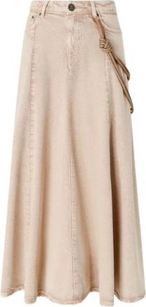 Pinko Pinko, Femme, Jupes, Beige, Taille: 38 FR Jupe Midi Cinq Poches