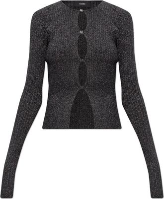 Amiri Femme, Pulls, Noir, Taille: 38 FR Metallic Thread Cardigan