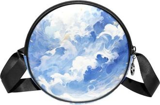 Generic Petit sac &agrave; bandouli&egrave;re circulaire pour femme, motif ondulations fluides, sac &agrave; dos avec fermeture &eacute;clair, bretelles r&eacute;glables, sac &agrave; main rond d&eacute;cont