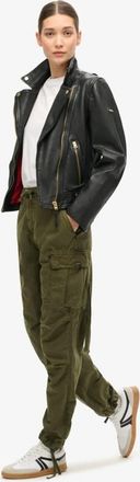 Superdry Fallschirm-Cargohose in Olive Night Grün mit niedrigem Bund