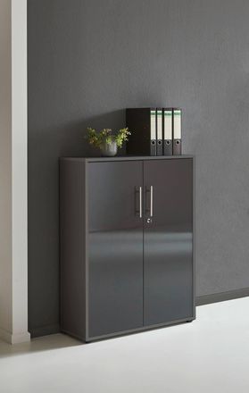 BMG Möbel Aktenschrank in Anthrazit Anthrazit Hochglanz lackiert Office Edition abschließbar als Einzelschrank oder Schrankwand Verschiedene Ausführungen (Akten