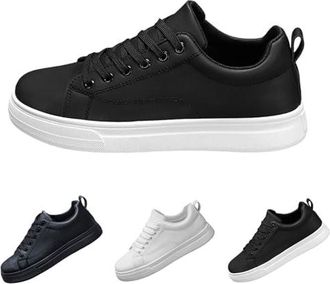 Generic Baskets en cuir synth&eacute;tique pour homme - Pieds plats et larges - Chaussures de course &agrave; enfiler - Semelle souple - Chaussures de sport - Chaussures de