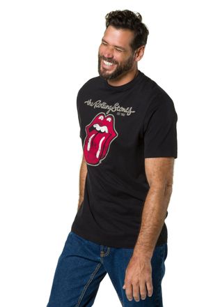 JP1880 Herren gro&szlig;e Gr&ouml;&szlig;en L-8XL bis 8XL, T-Shirt, Shirt mit Rolling Stones Druck, Rundhalsausschnitt, Reine Baumwolle schwarz 3XL 716623100-3XL