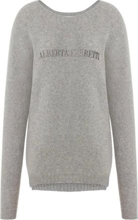 Alberta Ferretti Femme, Pulls, Gris, Taille: 40 FR Logo Cashmere Sweater