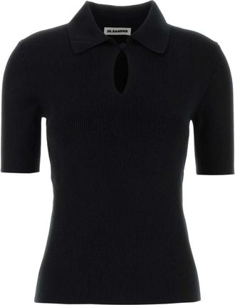 Jil Sander Femme, Tops, Noir, Taille: 38 FR Polo en laine m&eacute;rinos superfine