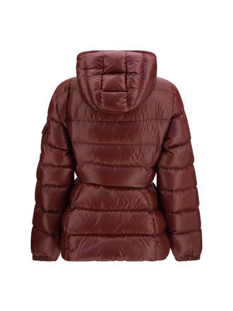 Moncler Womens Barante Short Hooded Down Jacket Dark Red Coat