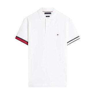 Tommy Hilfiger Homme, Tops, Blanc, Taille: S Polo Slim Fit en Maille Interlock &agrave; Bordures Contrast&eacute;es