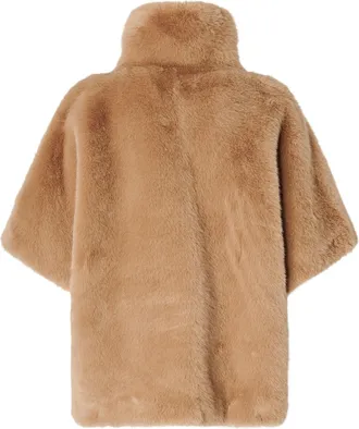 Pinko Womens Short Cape Comodino Faux Fur Warm Taupe Beige Jacket