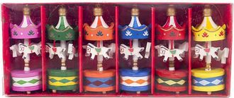 Amosfun 6pcs Weihnachtskarussell Holz Karussell Vintage Mini h&auml;ngenden Karussell Anh&auml;nger f&uuml;r Christbaumschmuck
