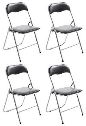 Clp 4 x Chaise De Cuisine Pliable Felix I Chaise Visiteur Pliable avec Pieds en M&eacute;tal I Chaise Salle De Conf&eacute;rrence Confortable Et Pratique, Couleur:Noir/