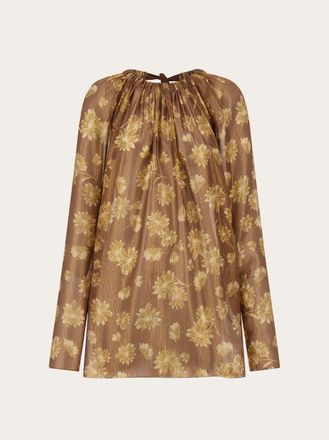Ferragamo Damen Tunika aus Seide mit Lam&eacute; Braun