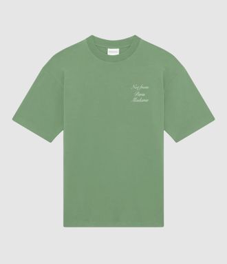 Dr&ocirc;le de Monsieur Tee-shirt Slogan Calligraphy Light Green