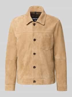 Strellson Regular Fit Lederjacke aus echtem Ziegen-Velours Modell FLINT