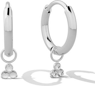 Jean & Len Jean&Len Boucles dOreilles Evelyn, Créoles Argentées Sobres en Acier Inoxydable 316L, sans Nickel, Plomb et Cadmium, avec Petit Pendentif, Diamètre : 