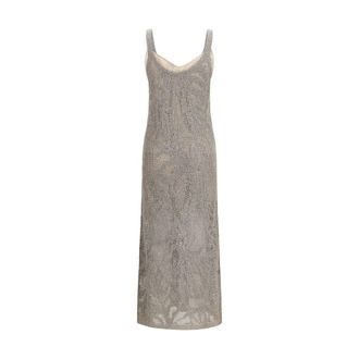 Brunello Cucinelli Womens Gray Linen Casual Dress
