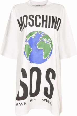 Moschino Robe Au Genou - Blanc