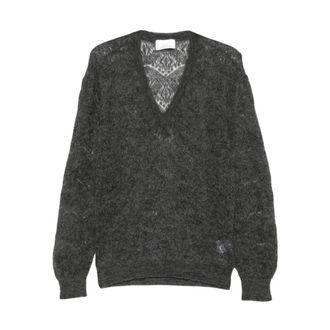 SOLOTRE Pull en maille &agrave; col en V - Femme - Pulls - Gris - Taille: 40 FR