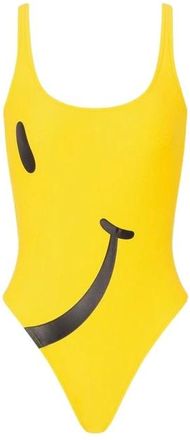 Moschino Femme, Maillots de bain, Jaune, Taille: 36 FR Smiley Lycra One-Piece Swimsuit