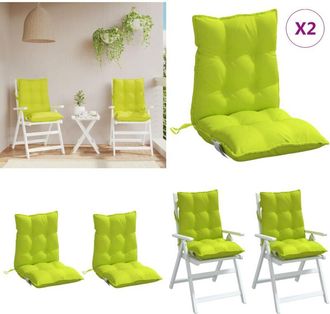 vidaXL Coussins de chaise &agrave; dossier bas lot de 2 vert vif - Coussins De Chaise - Coussin Exterieur - Coussin Jardin - Coussin Confortable - Tissu Oxford